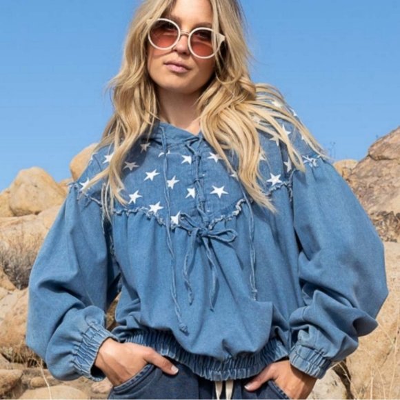 POL | Tops | 3715 Pol Hooded Denim Top | Poshmark